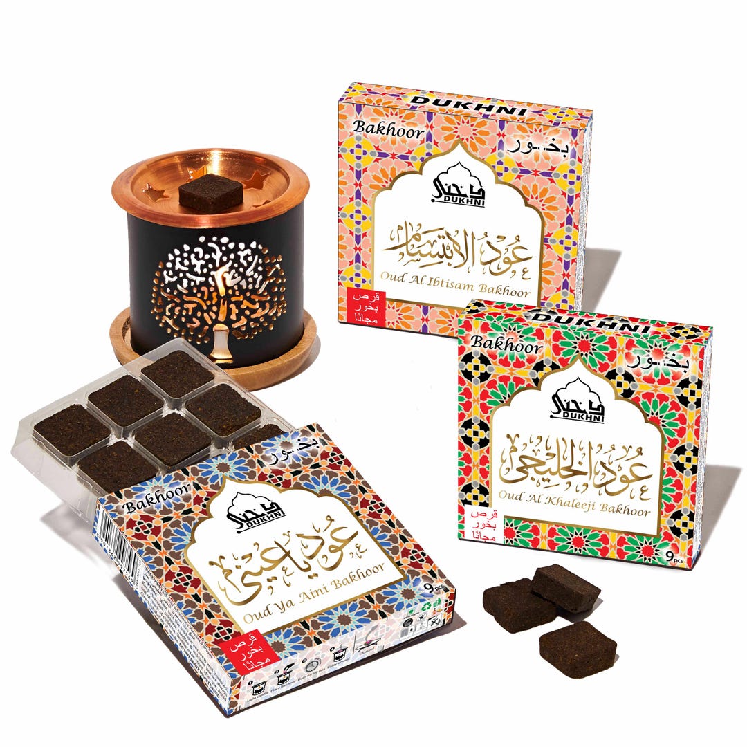 Arabian Oudh Bakhoor & Burner Set | Collection of 30 Vegan Incense ...
