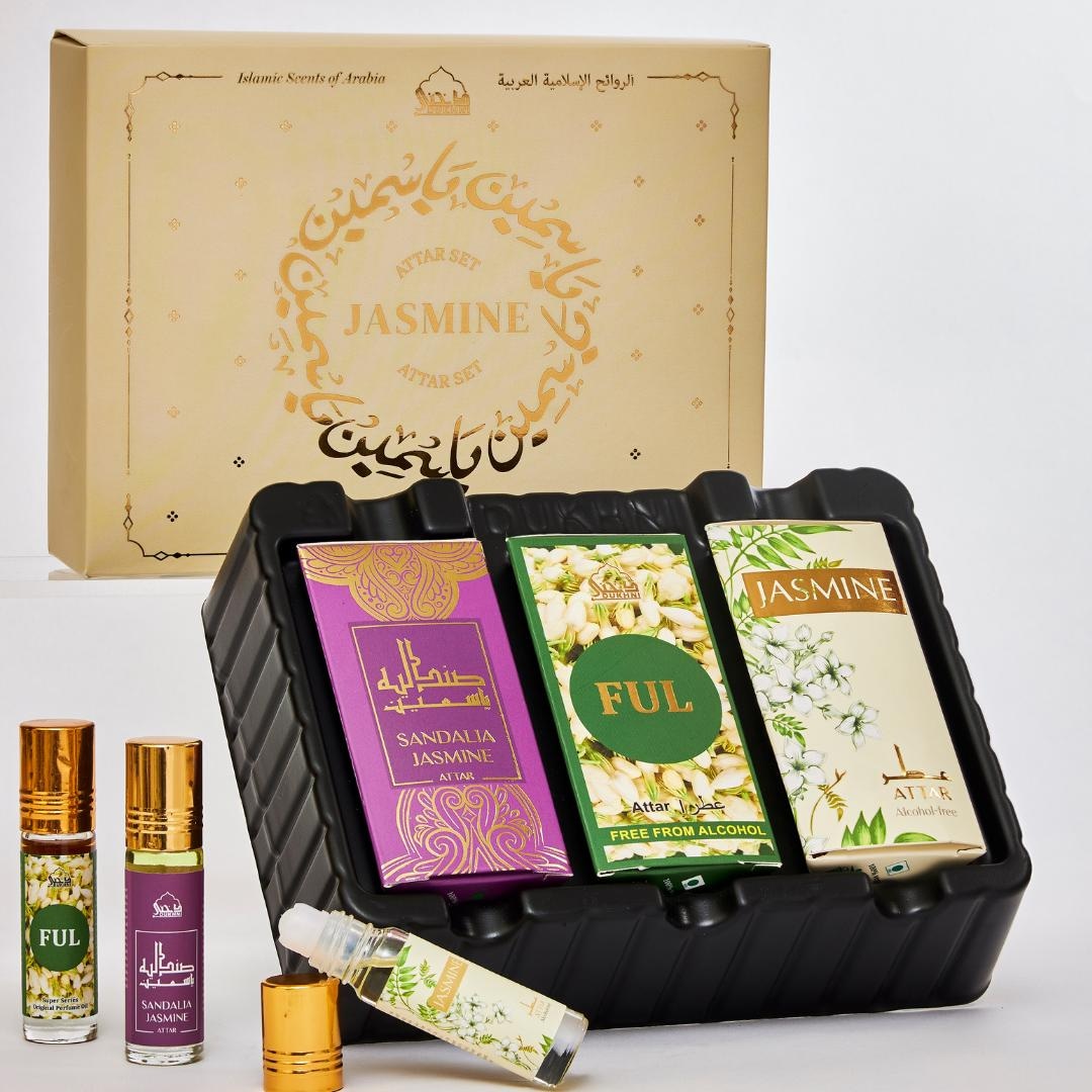 Dukhni Jasmine Attar Oil Set | Arab Perfume Oils | 3 Assorted Roll-ons ...