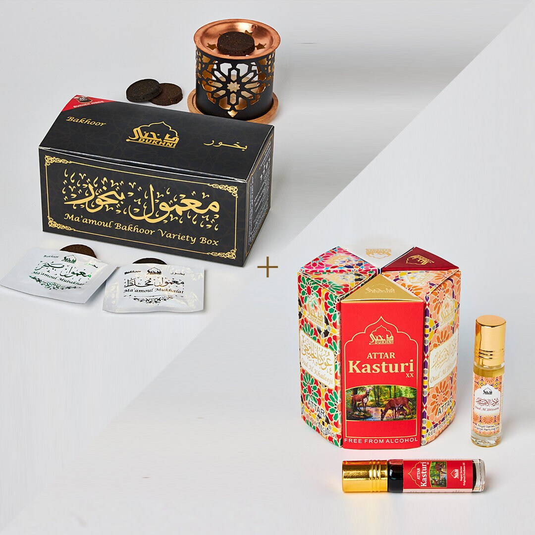 Maamoul Bakhoor Variety Box With Burner & Premiere Attar Oil Set by ...