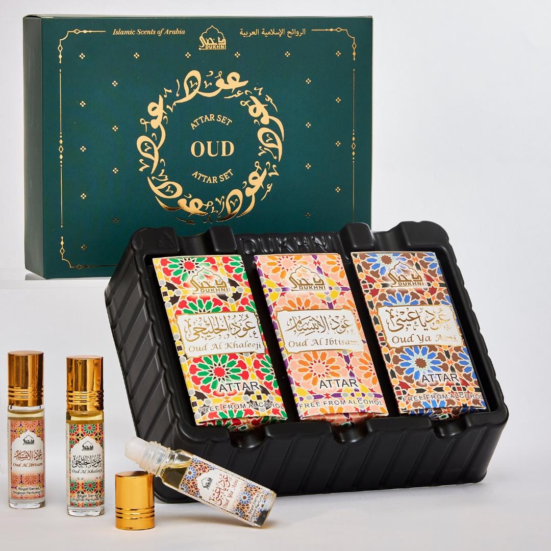 Oud Attar Oil Set by Dukhni | Arab Perfume Oils | 3 Assorted Roll-ons ...