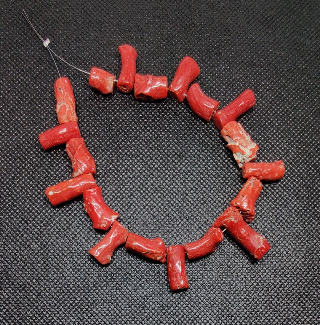 100% Natural Italian Red Coral Fancy Rough Shape Beads Strand. Gemstone ...