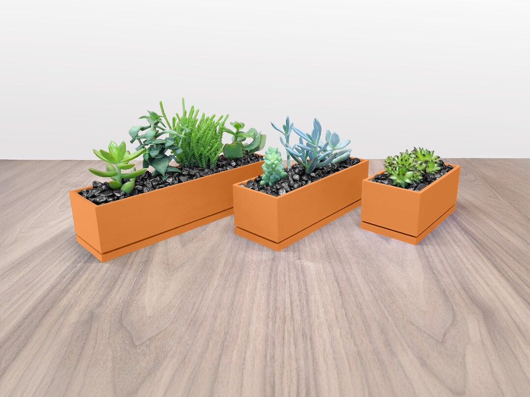 Orange Oblong Plant Pot Perfect for Succulents or Cacti Sustainable ...