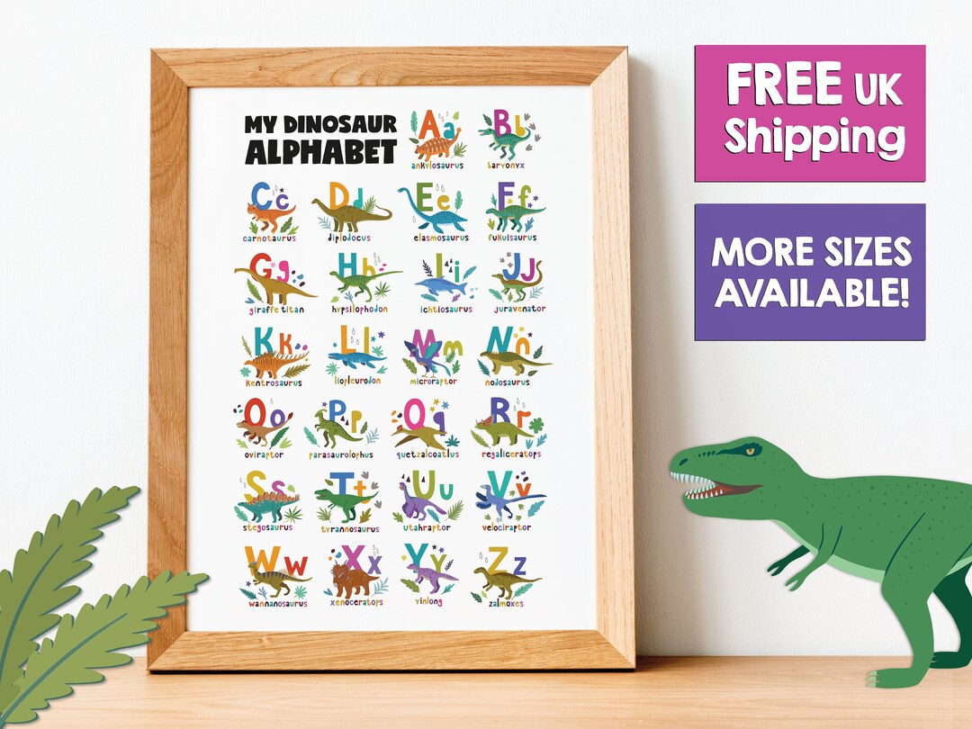Dinosaur Alphabet Print, Dino Nursery Wall Art, Toddler Boy Room ...