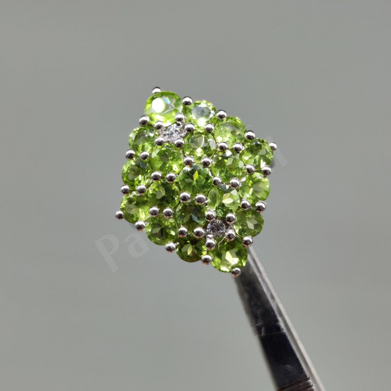 Natural Peridot Round Gemstone Ring-925 Sterling Silver-august ...