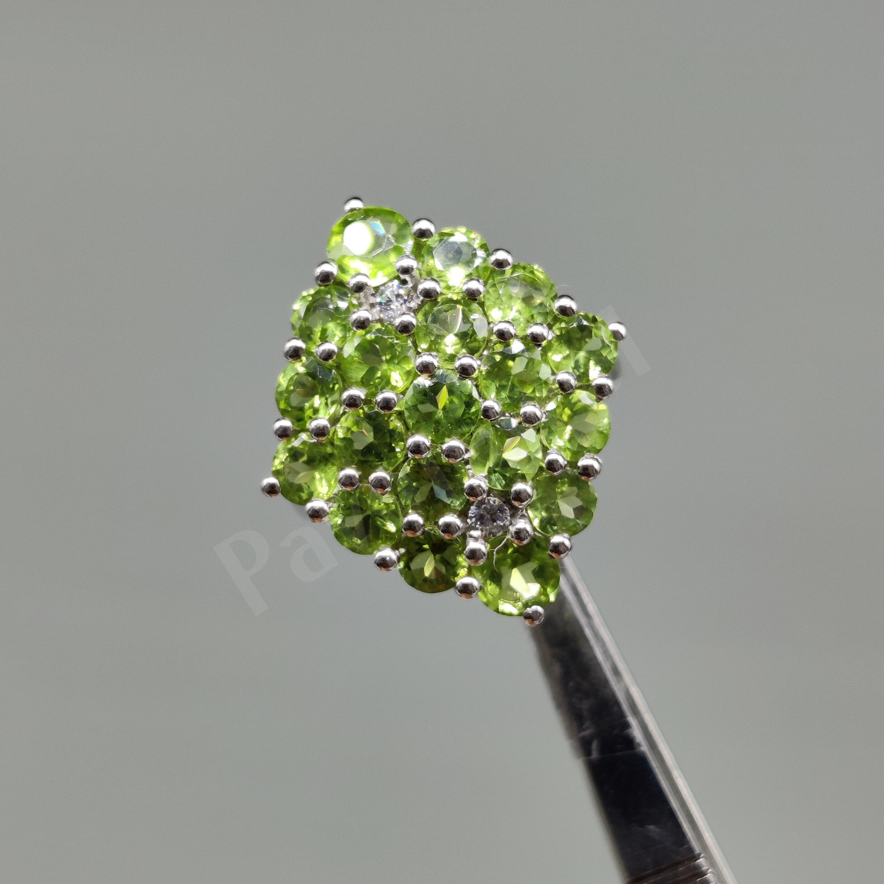 Natural Peridot Round Gemstone Ring-925 Sterling Silver-august ...
