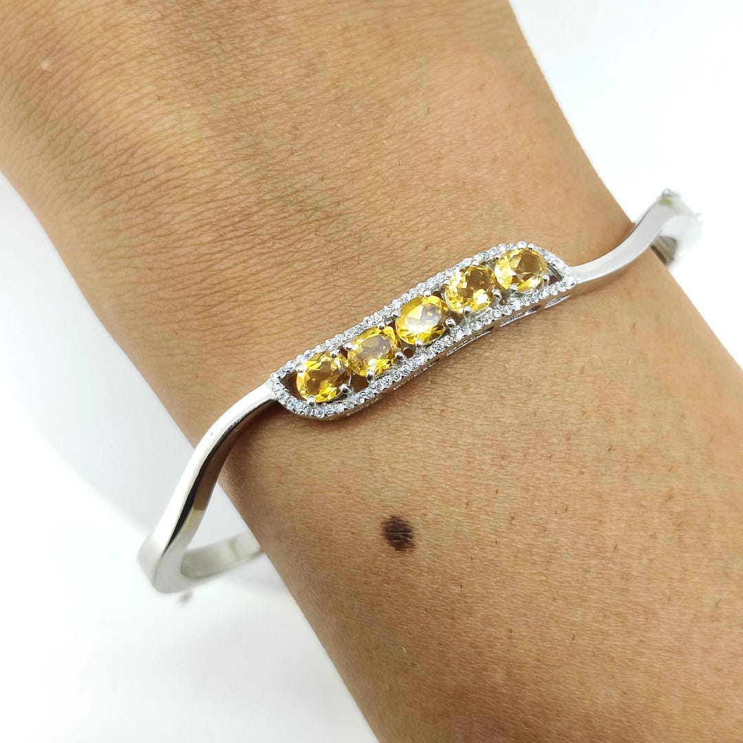 Handmade Citrine Bangle, Sterling Silver, Oval Gemstone, November ...