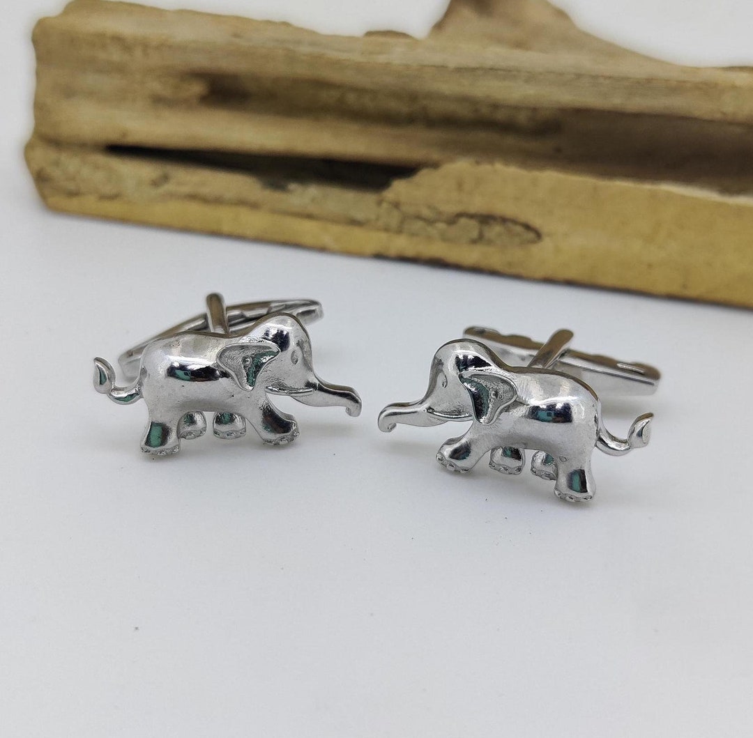 Royal Elephant Sterling Silver Cufflink for Animal Lover, Animal ...