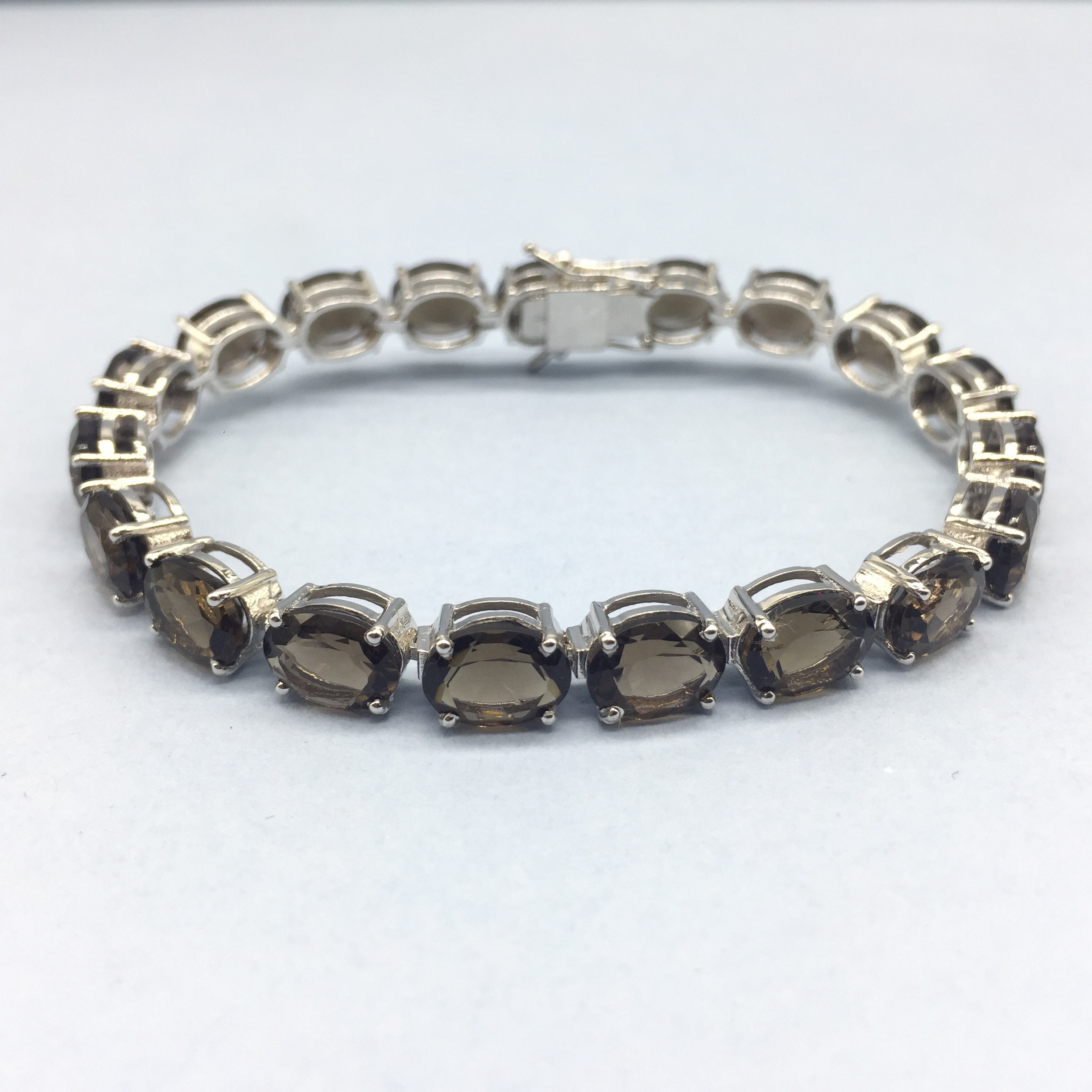 Silver Bracelet Natural Smoky Quartz Bracelet 925 Sterling | Etsy