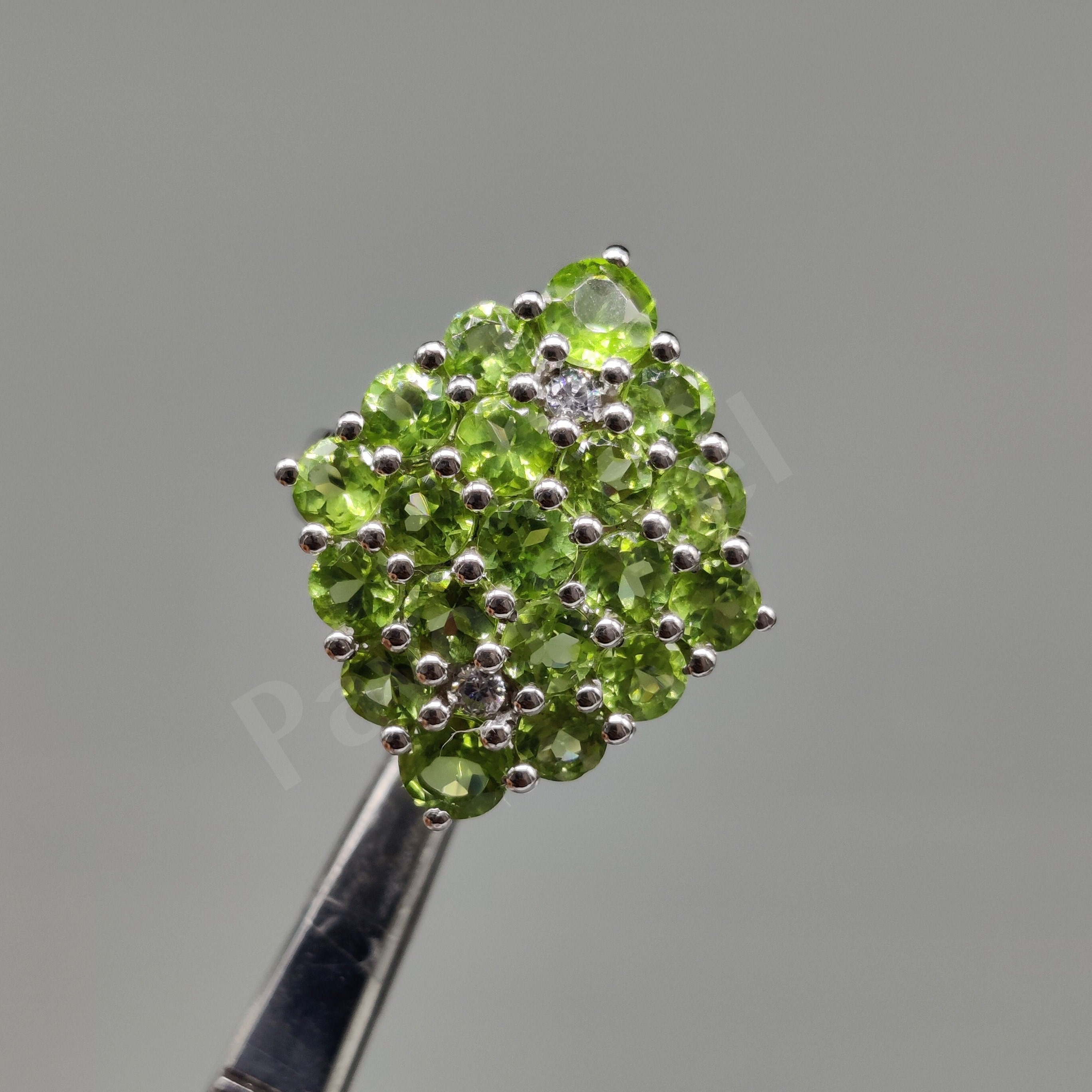 Natural Peridot Round Gemstone Ring-925 Sterling Silver-august ...