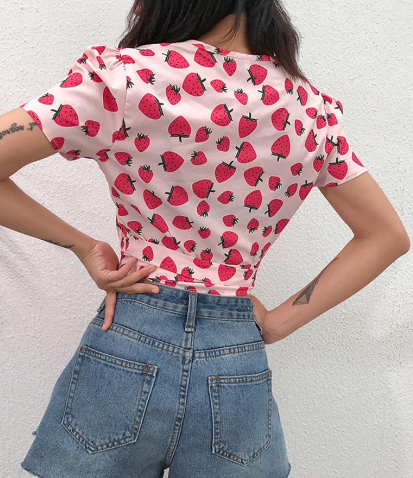 Cute Kawaii Strawberry Crop Top Shirt Printed Strawberry | Etsy