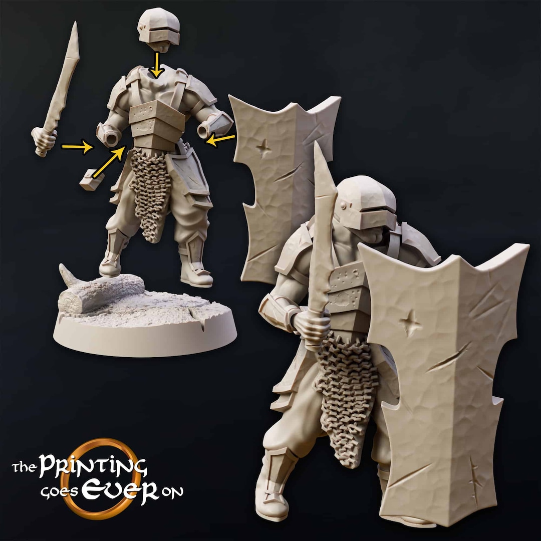 Half-orc Fighter With Sword and Shield - Etsy