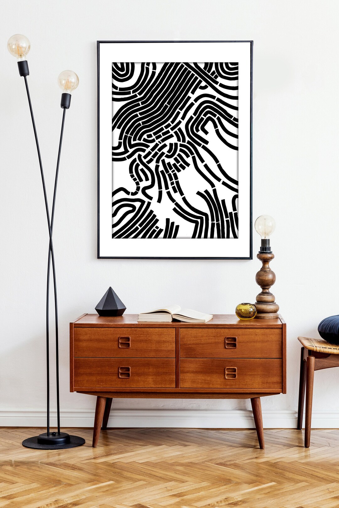 Abstract Black and White Poster, Minimal Wall Decor, Modern ...