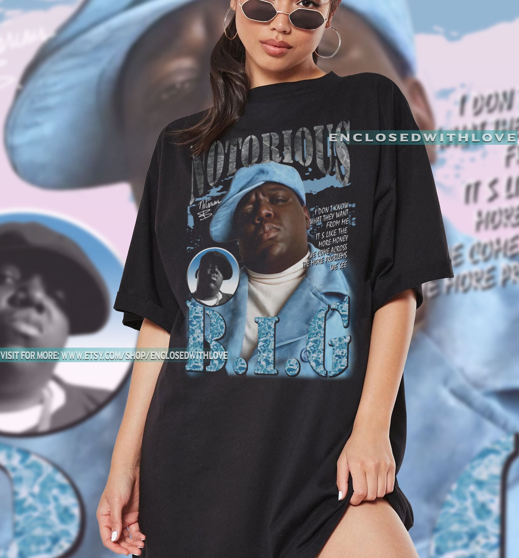 The Notorious B.I.G. Rapper Crown King T Shirt Hoodie Tote Bag Hoody T ...