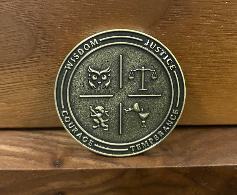 Stoic Challenge Coin: the Cardinal Virtues Momento Mori and - Etsy