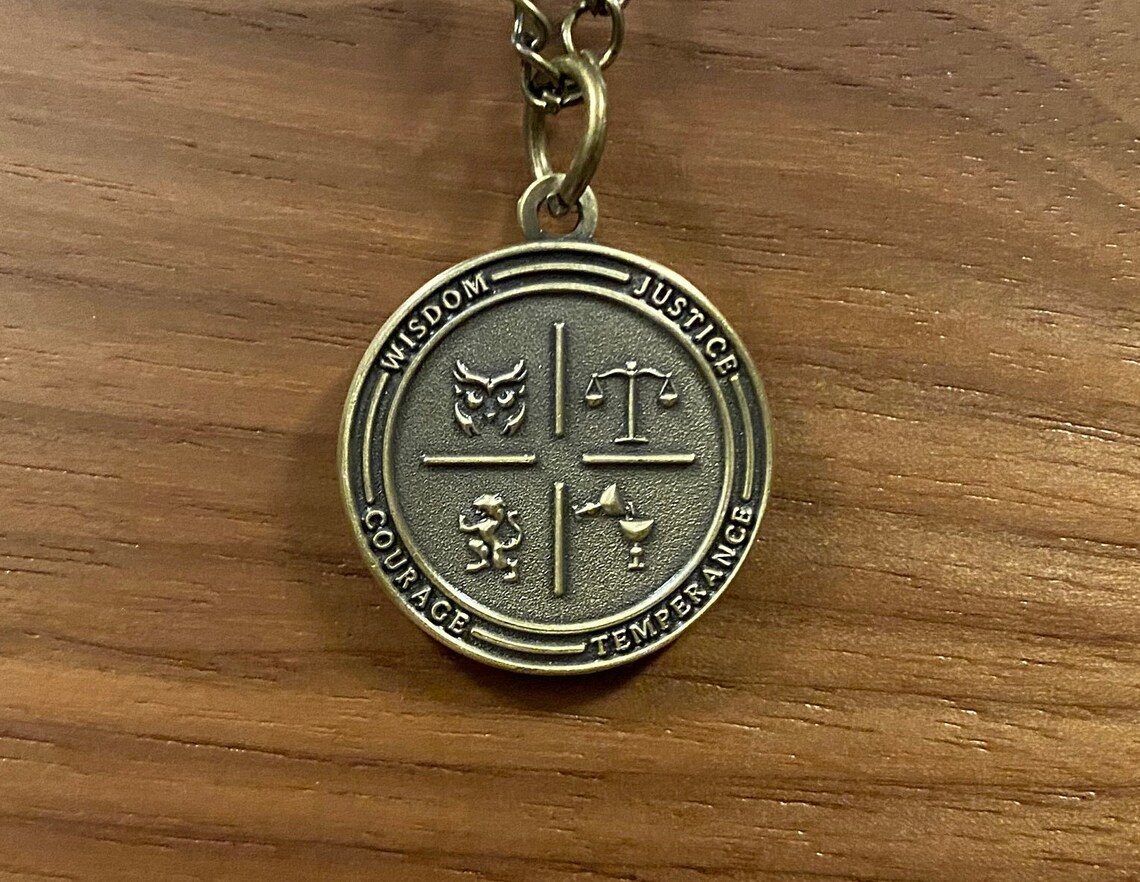 Stoic Necklace: the Cardinal Virtues Momento Mori and Amor - Etsy