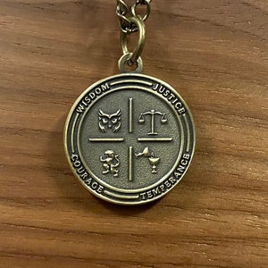 Stoic Necklace: the Cardinal Virtues Momento Mori and Amor - Etsy