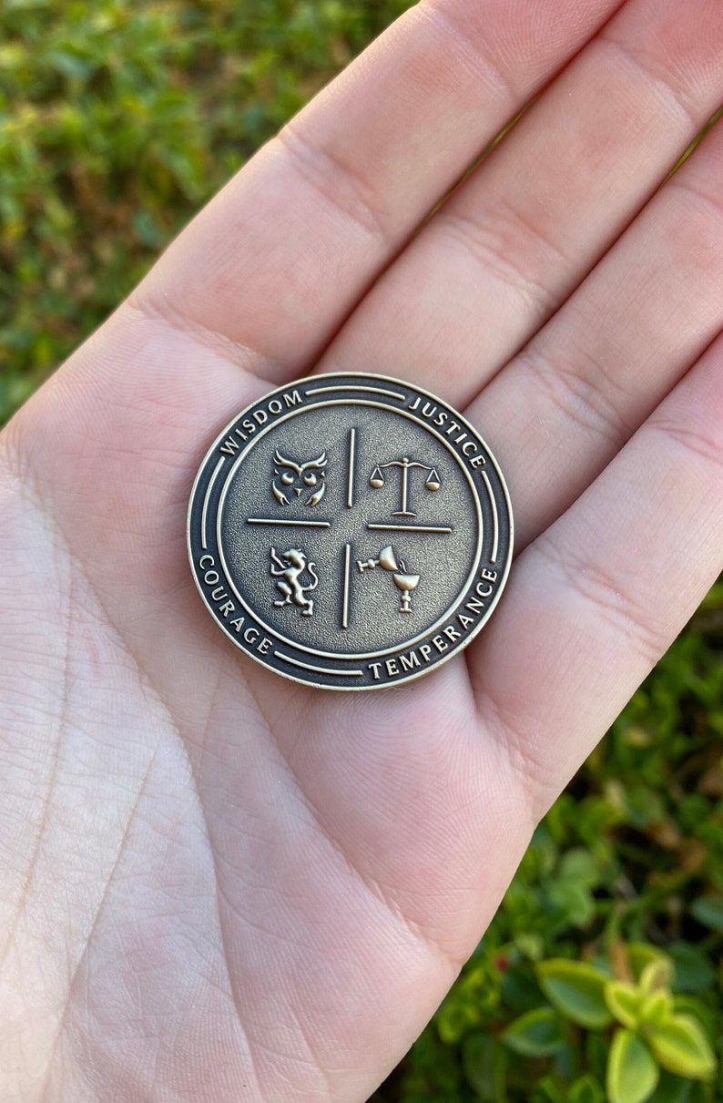 Stoic Challenge Coin: the Cardinal Virtues Momento Mori and - Etsy