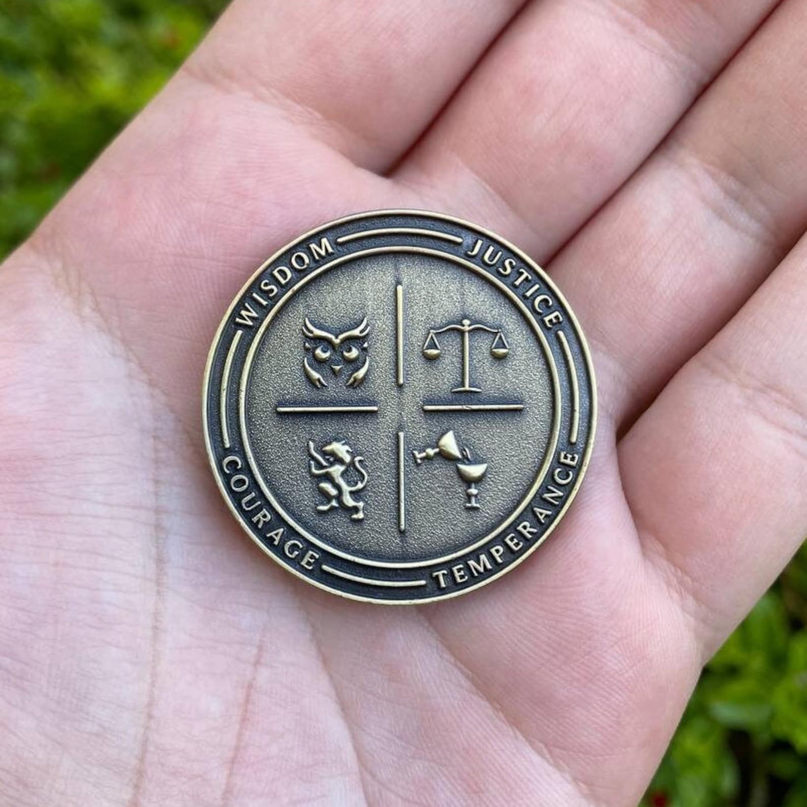 Stoic Challenge Coin: the Cardinal Virtues, Memento Mori and Amor Fati ...