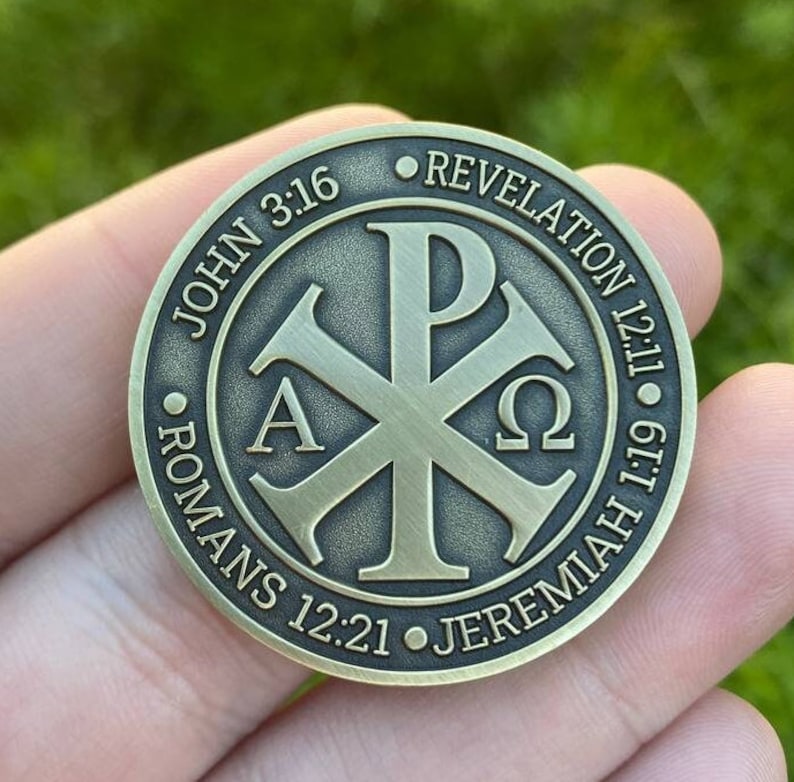 Chi Rho Christian Coin, IXCI NIKA, Christ Conquers Verses - Etsy