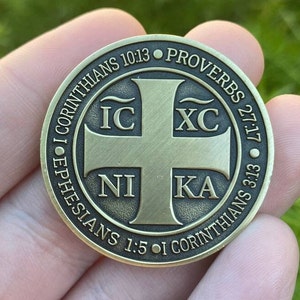 Chi Rho Christian Coin, IXCI NIKA, Christ Conquers Verses - Etsy