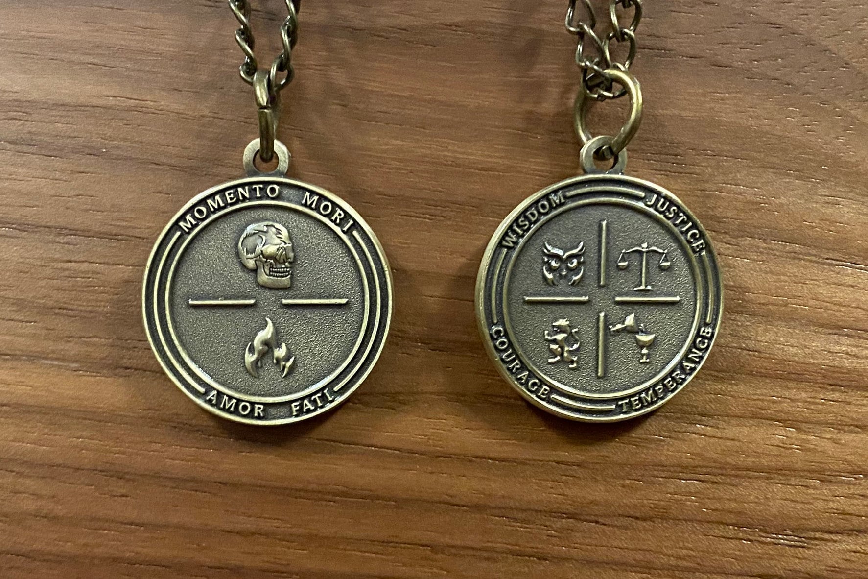 Stoic Necklace: the Cardinal Virtues Momento Mori and Amor - Etsy