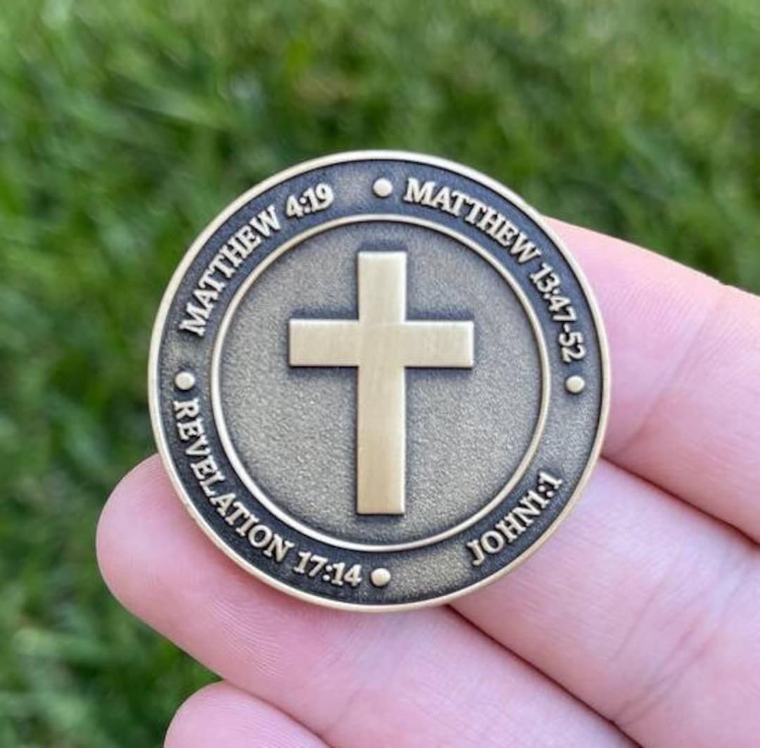 Christian Coin: Cross, Ichthus - Etsy