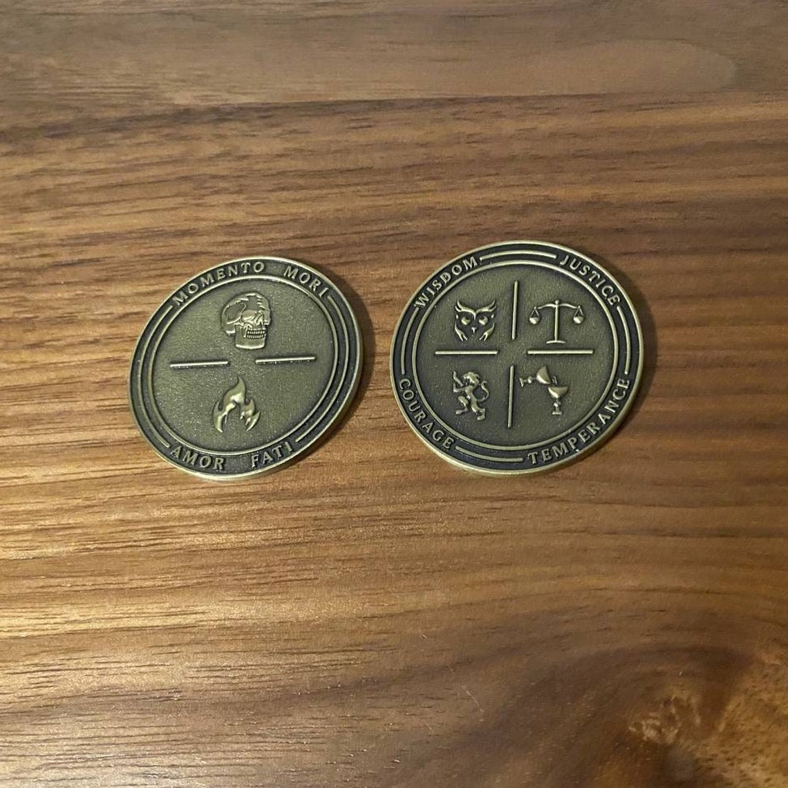 Stoic Challenge Coin: the Cardinal Virtues Momento Mori and | Etsy