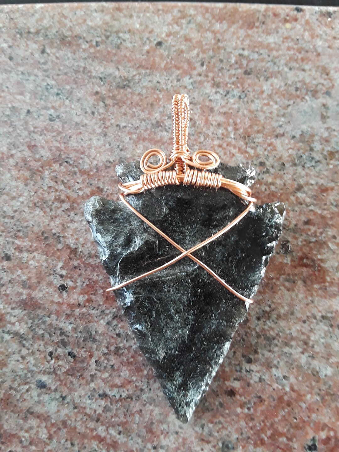 Wire Wrapped Black Obsidian Arrowhead - Etsy