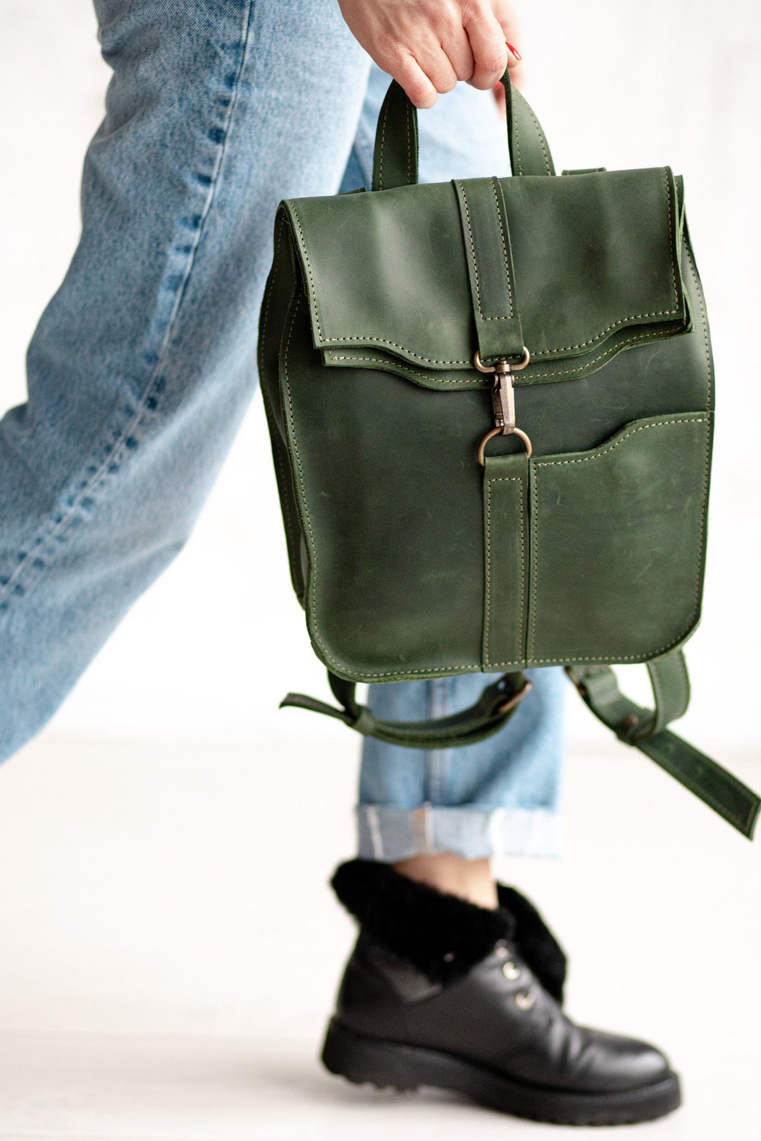 Mini Green Leather Backpack for Women,backpack Purse,leather Backpack ...