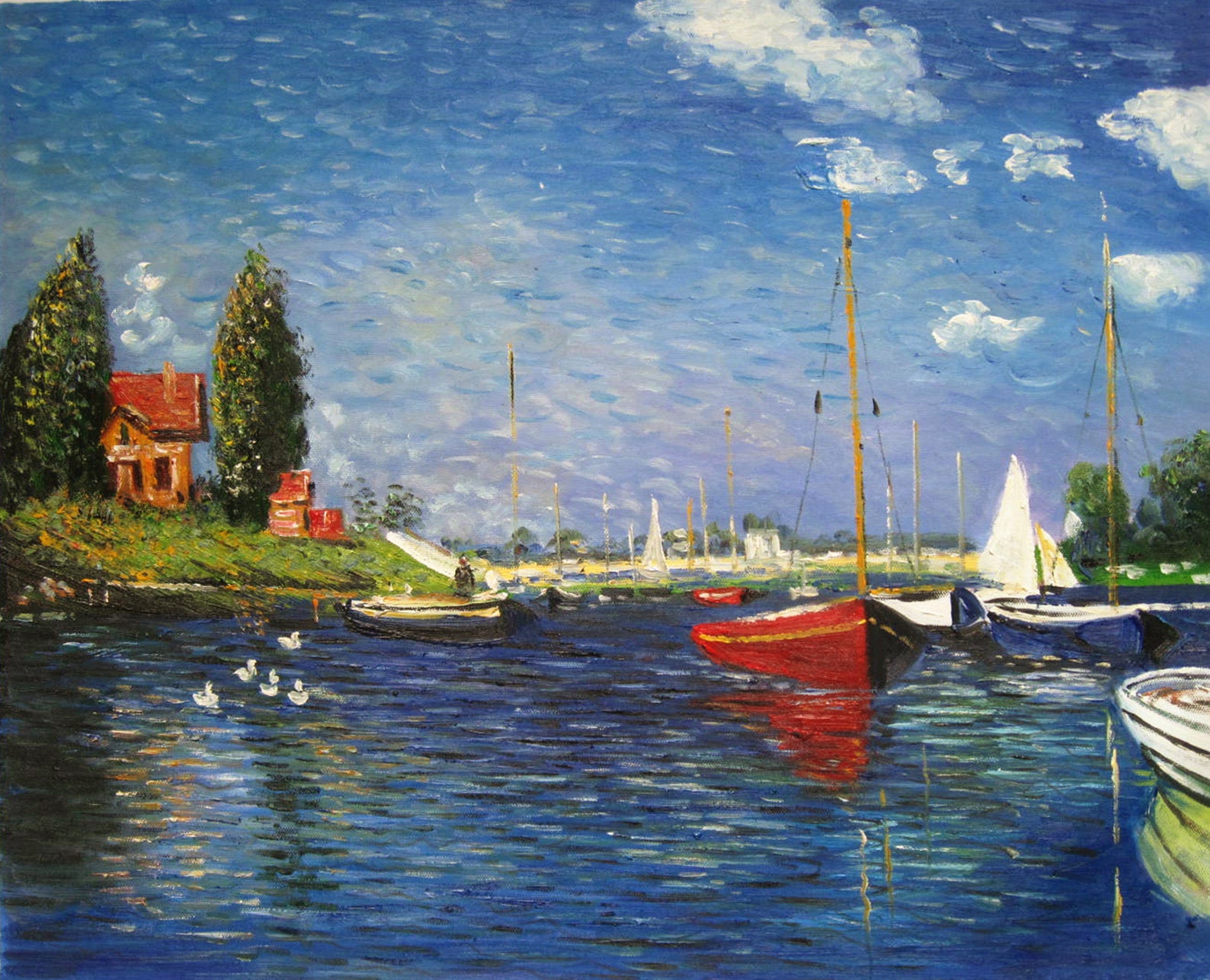 Red Boats at Argenteuil Claude Monet Hand-painted Oil | Etsy
