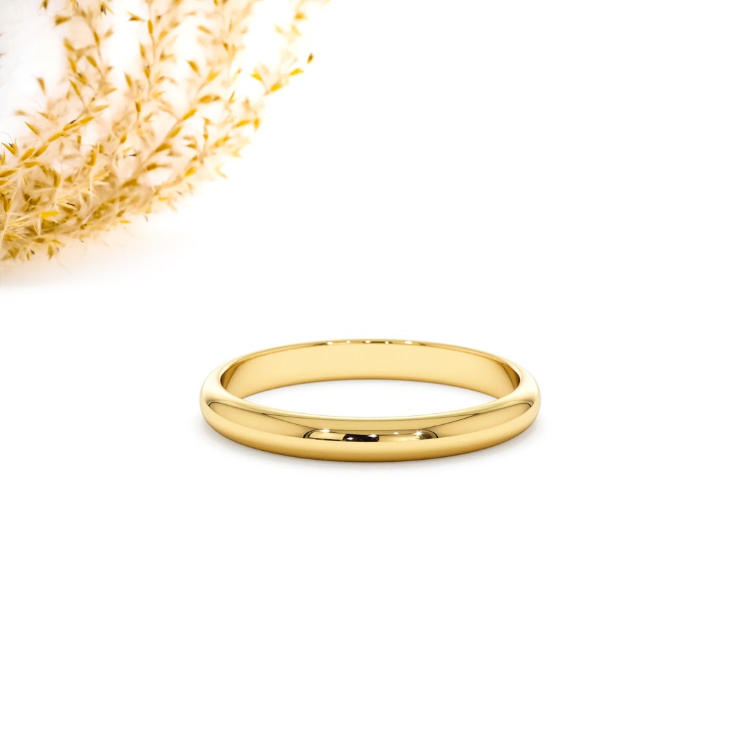 Gold Wedding Band / 14k Yellow Gold Band 3mm / CLASSIC DOME Polished ...
