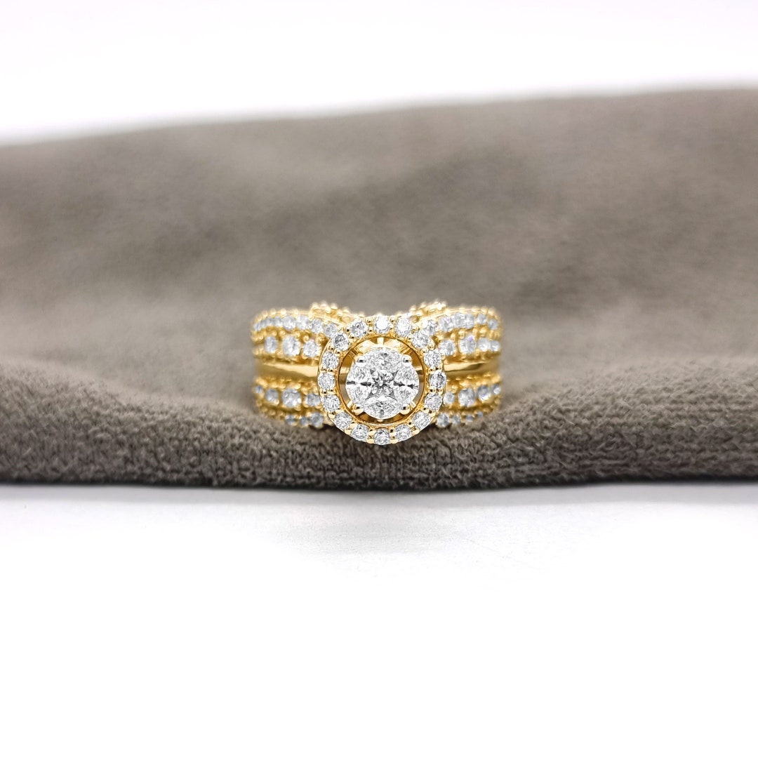 Illusion Setting Diamond Ring,solid Gold Diamond Ring, Bridal Ring ...