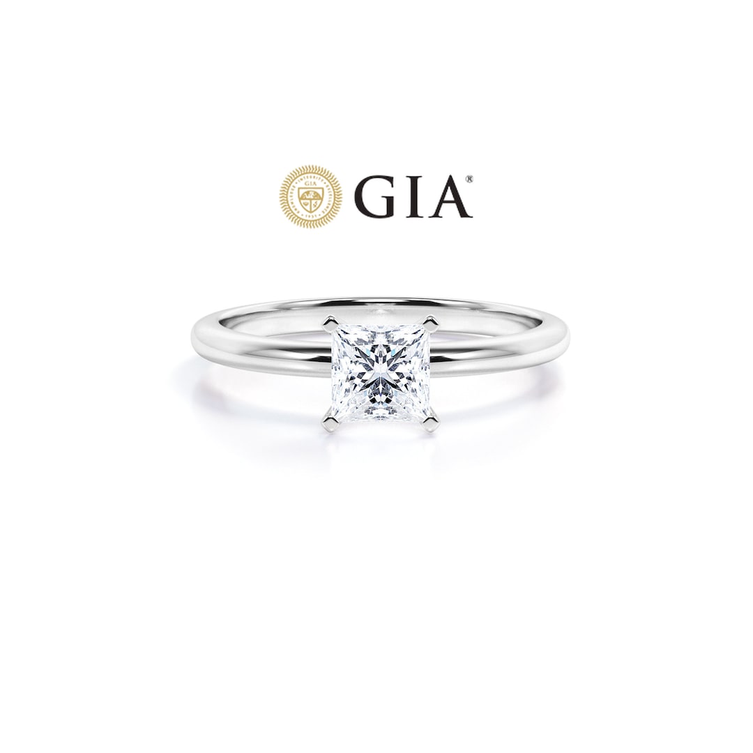 Princess Cut Diamond Engagement Ring / Solitaire Diamond Ring / GIA ...