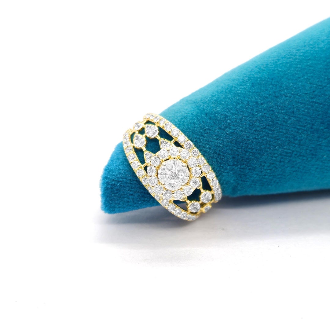 Illusion Setting Diamond Ring | Solid Gold Bridal Ring | 18K 14K Gold ...