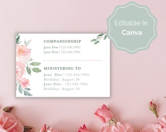 Ministering Assignment Cards - LDS Relief Society Printable - Floral - Etsy