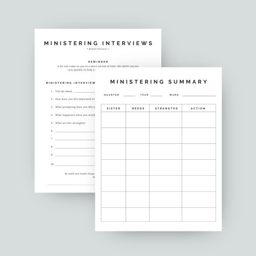 Ministering Assignment Cards LDS Relief Society Printable - Etsy