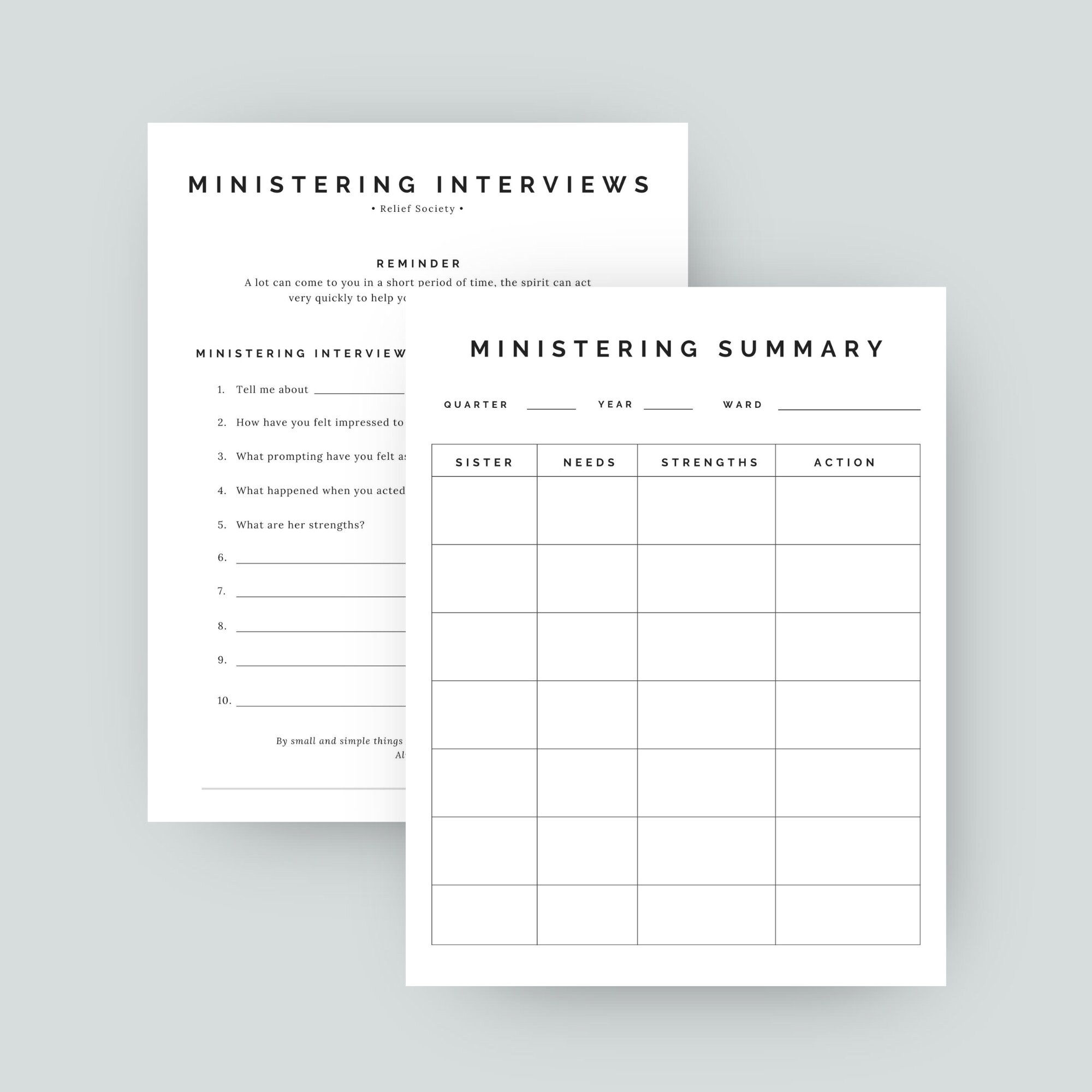Ministering Interviews Downloadable | LDS Ministering Interviews ...