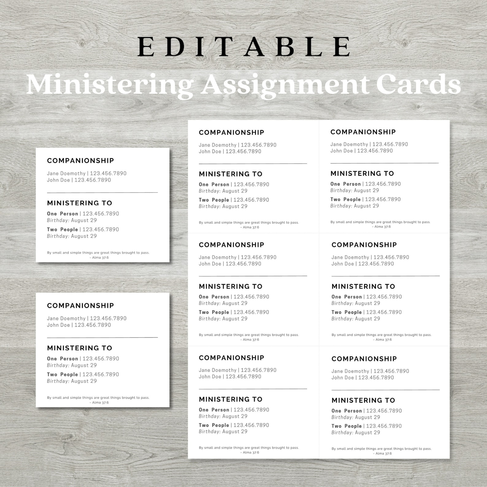 Relief Society Ministering Assignment Printable Card | Editable | Canva ...