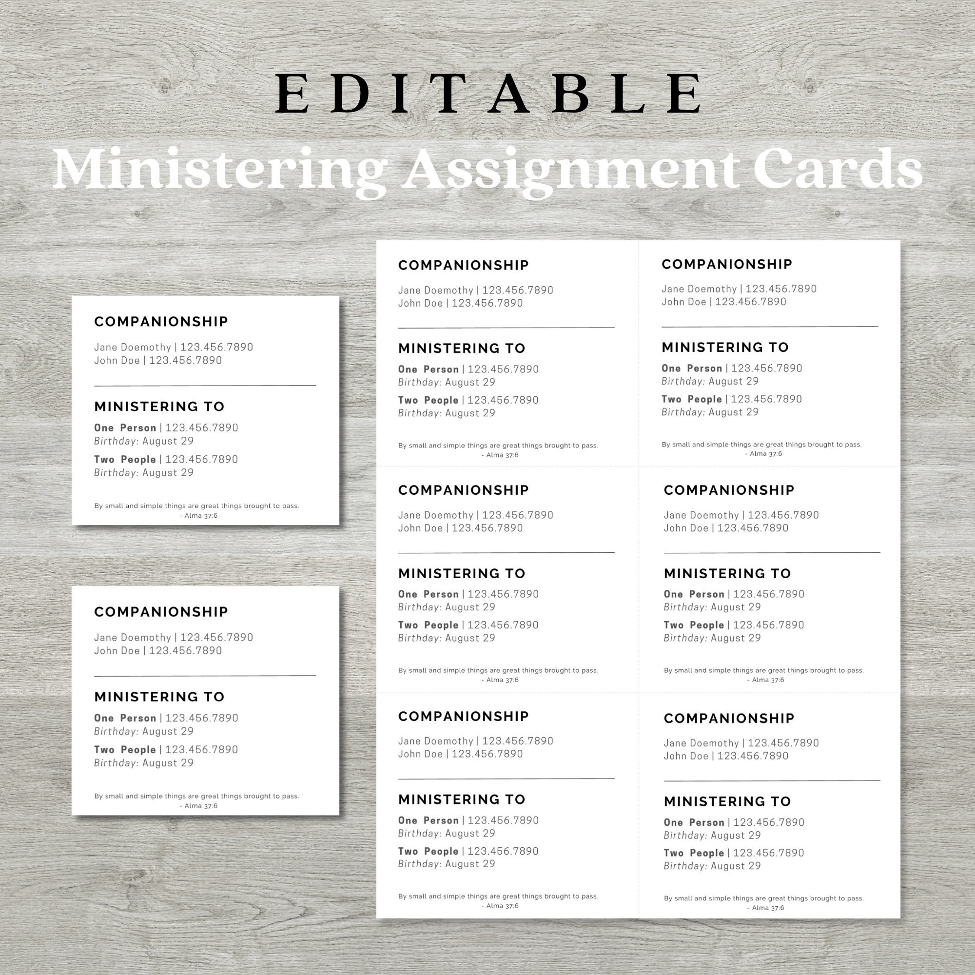 Relief Society Ministering Assignment Printable Card | Editable | Canva ...