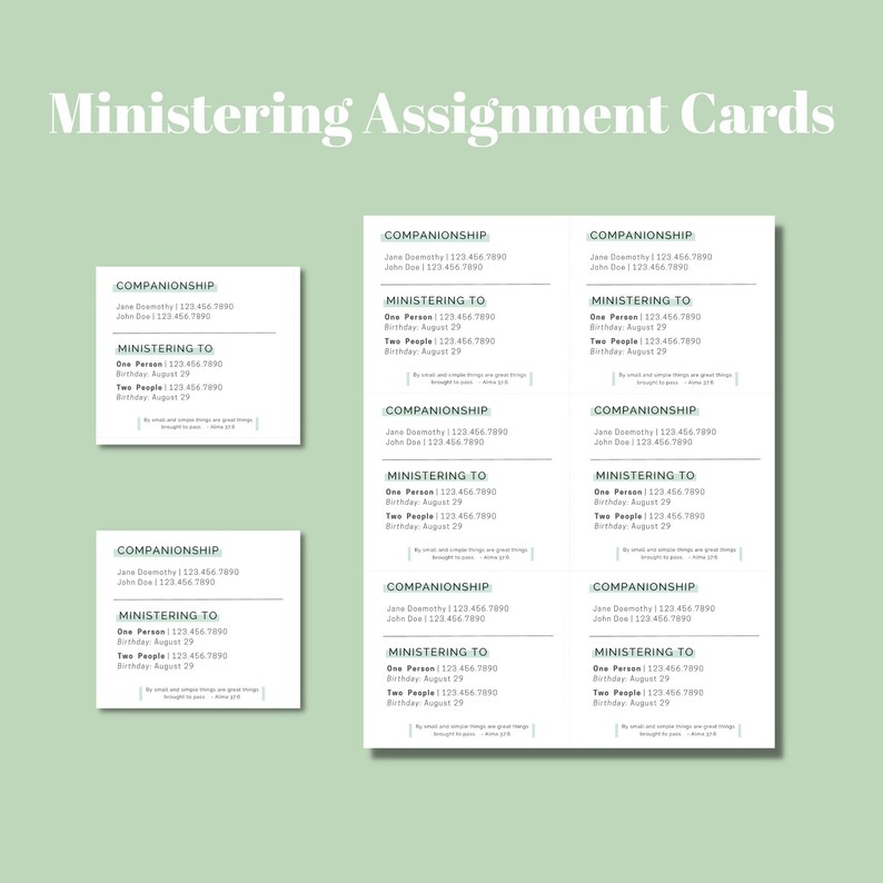 Relief Society Ministering Assignment Printable Card | Editable | Canva ...