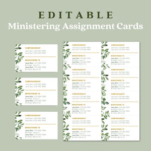 Relief Society Ministering Assignment Printable Card | Editable | Canva ...