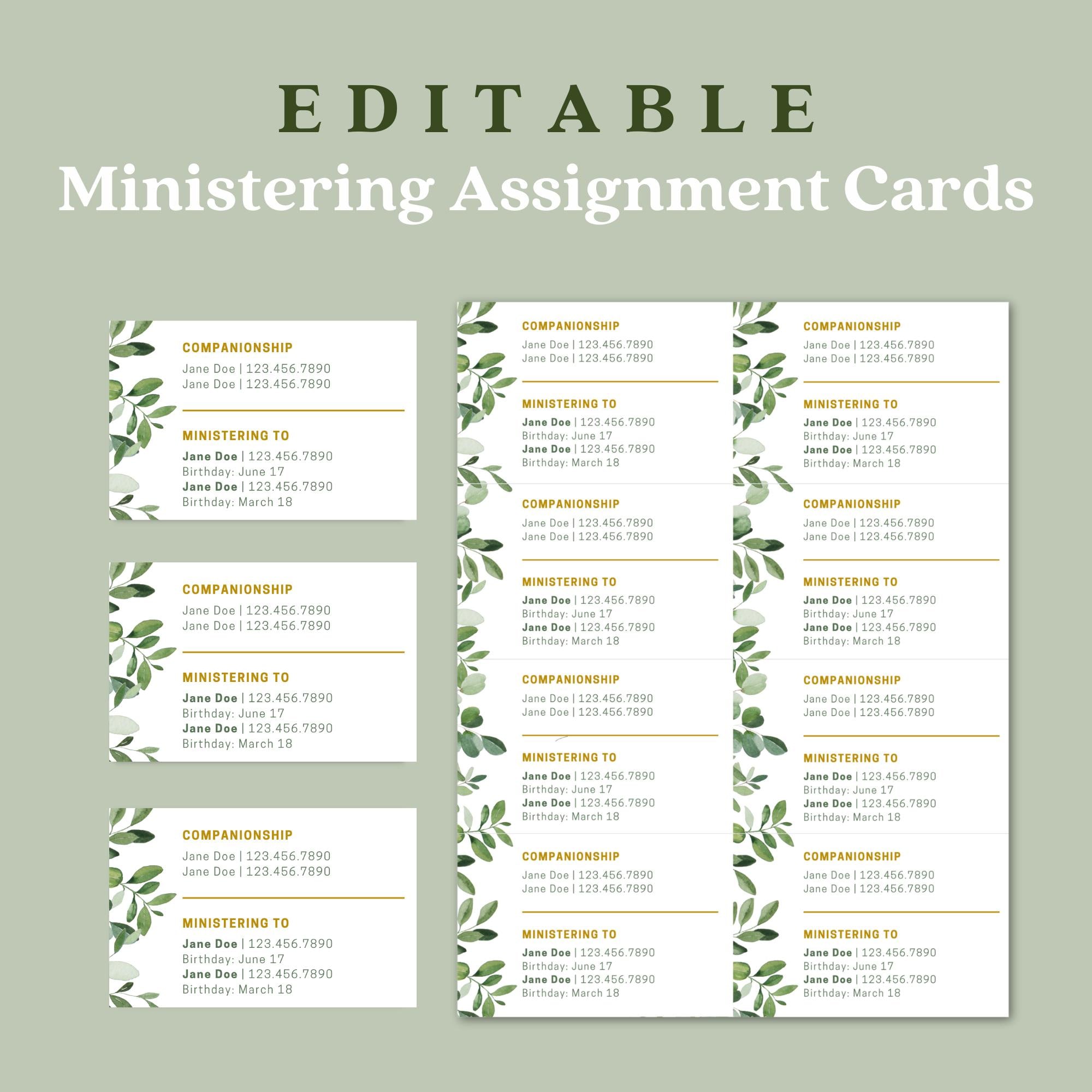 Relief Society Ministering Assignment Printable Card | Editable | Canva ...