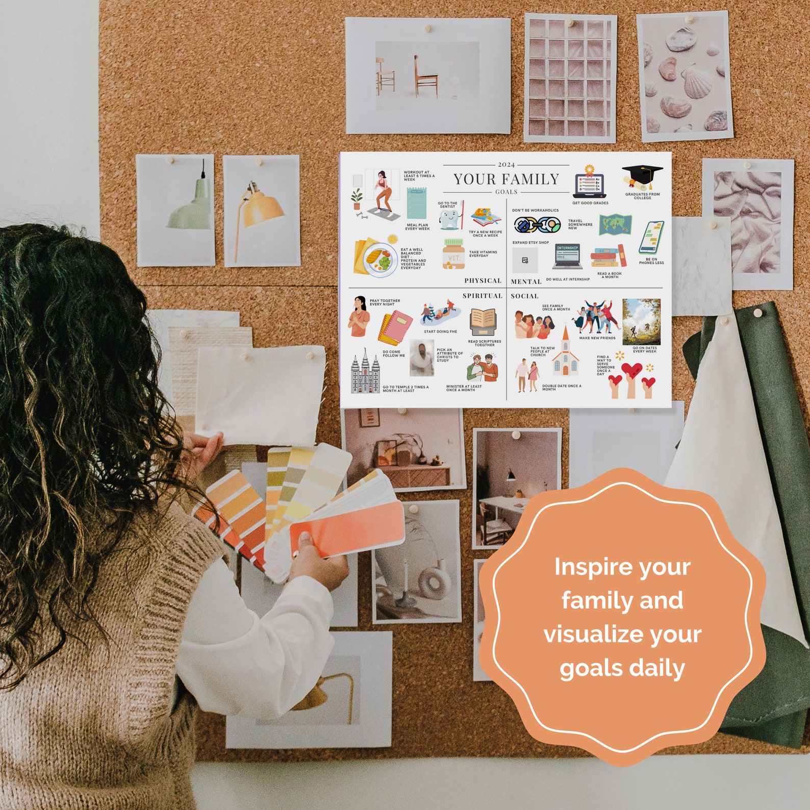 Editable Vision Board | Family Goals Template | Printable Visual ...