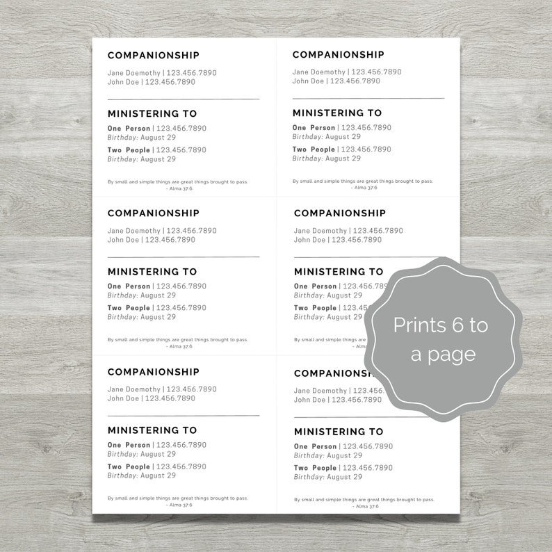 Relief Society Ministering Assignment Printable Card | Editable | Canva ...