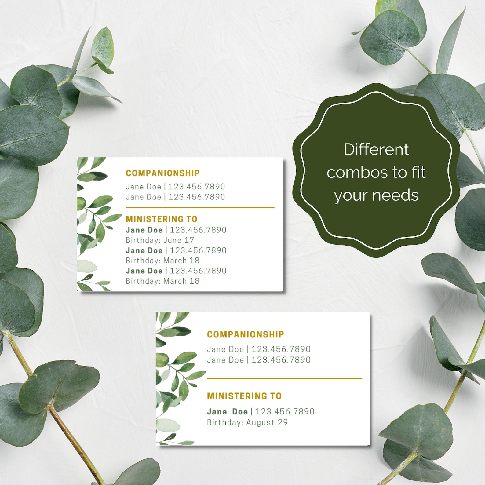 Relief Society Ministering Assignment Printable Card | Editable | Canva ...