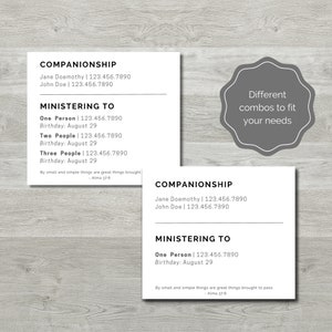 Relief Society Ministering Assignment Printable Card | Editable | Canva ...