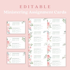 Relief Society Ministering Assignment Printable Card | Editable | Canva ...