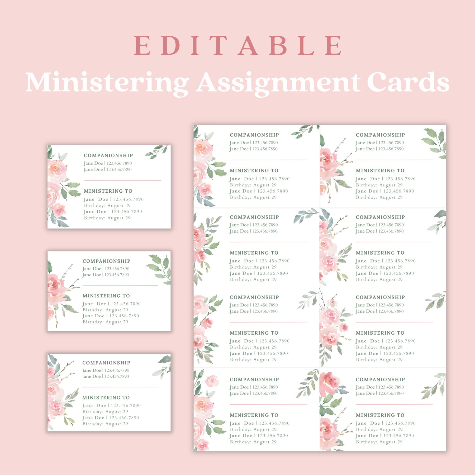 Relief Society Ministering Assignment Printable Card | Editable | Canva ...