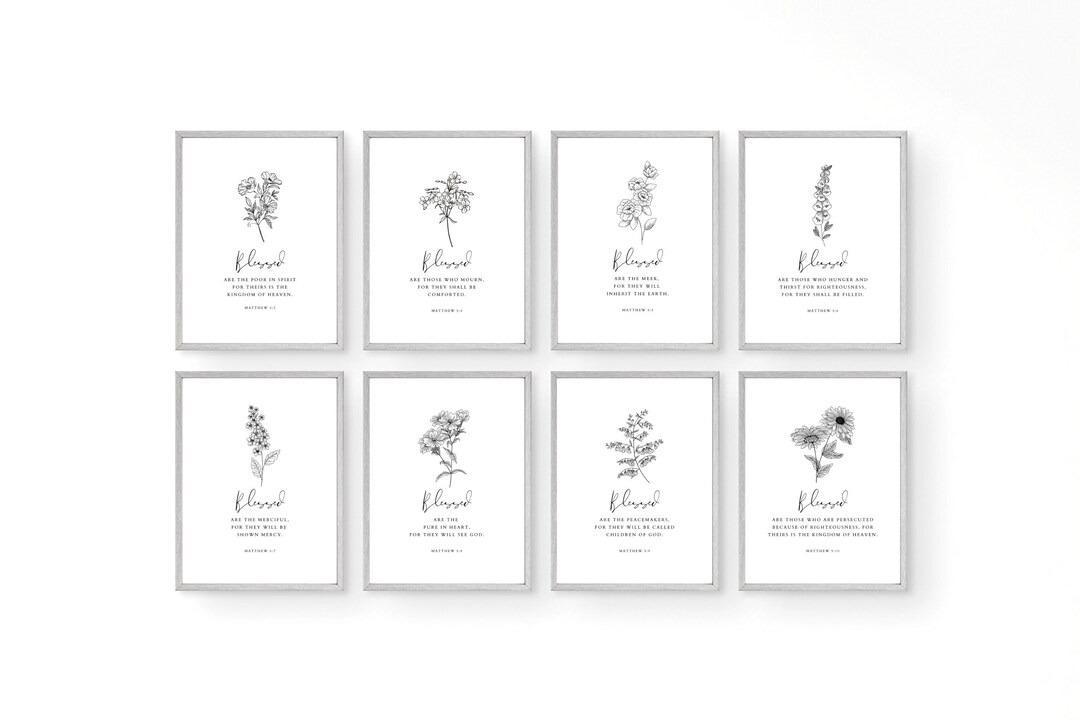 Matthew 5:3-10 | the Beatitudes Bundle | Set of 8 Bible Verse Printable ...