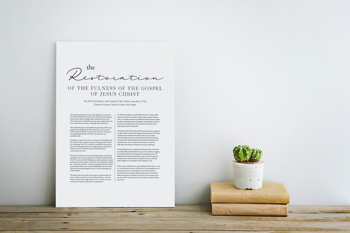 The Restoration Proclamation Printable Church of Jesus Christ Art ...